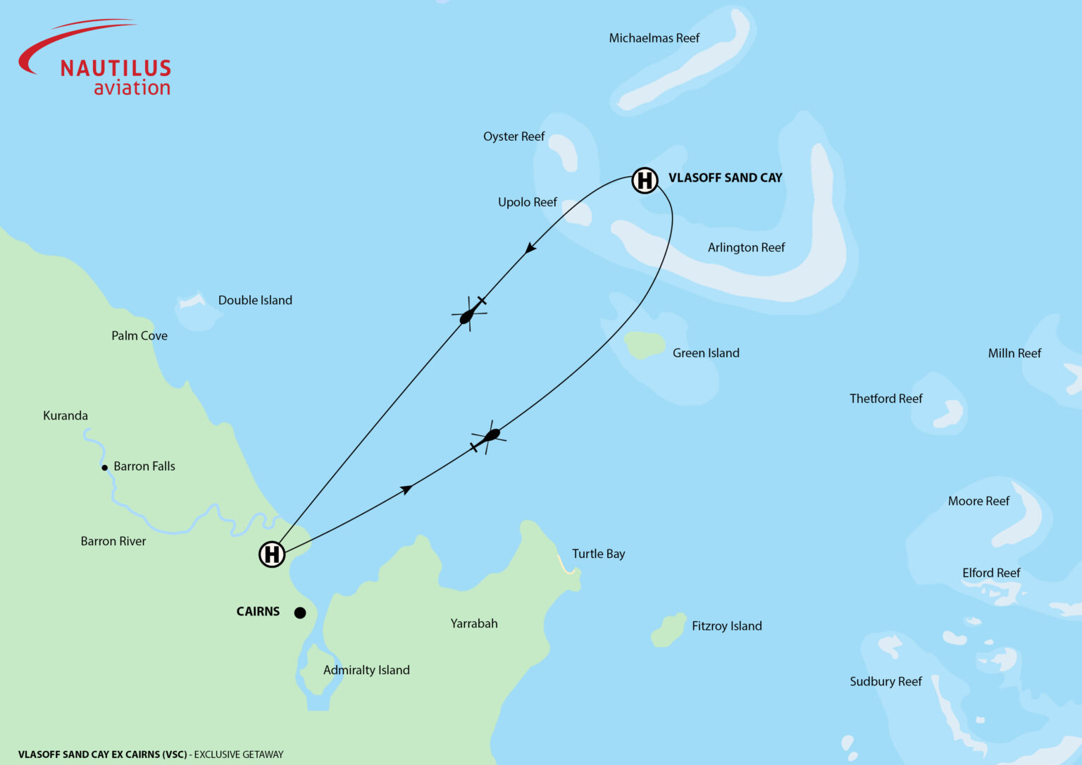 Vlasoff Sand Cay Helicopter Flights From Cairns - Nautilus Aviation